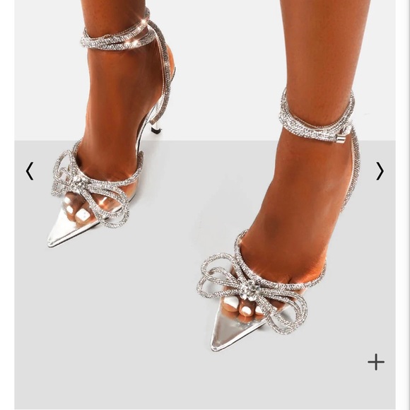 Shoes | Midnight Clear Perspex Wrap Around Diamante Bow High Heel ...